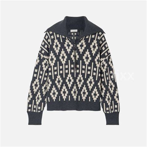 브루넬로쿠치넬리 버진 울 하프집업 자카드 스웨터 ＞ 니트스웨터 Giks 직스