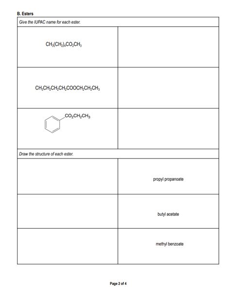 answered b esters give the iupac name for each… bartleby