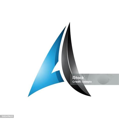 파란색과 검은색 광택 양각 종이 비행기 모양의 문자 A 아이콘 0명에 대한 스톡 벡터 아트 및 기타 이미지 0명 개념 곡선 Istock