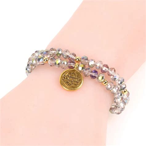 Trendy Lotus Yoga Buddha Bracelets Women Handmade Multi Layer Beaded