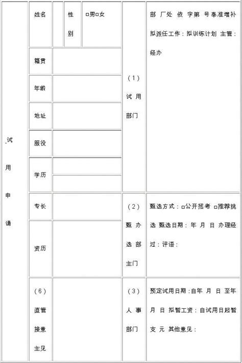 新员工试用申请及核定表word文档在线阅读与下载无忧文档