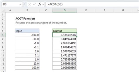 Excel Acot Function Exceljet