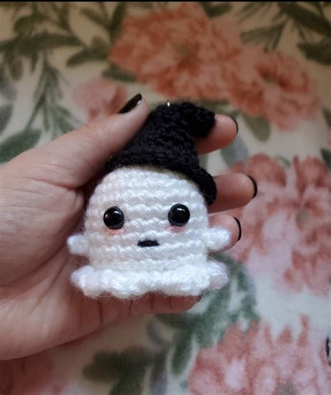 Ghost Witch Hat Keychain Crochet Pattern Diy Handmade Ghost Keychain