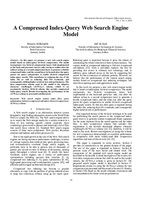 Pdf A Compressed Index Query Web Search Engine Model