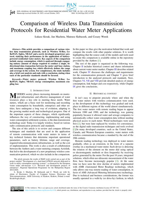 Pdf Comparison Of Wireless Data Transmission Protocols For Residential Water Meter Applications