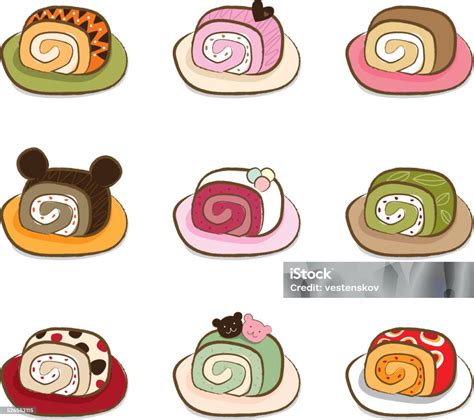 Assorted Fancy Cake Rolls Stock Illustration Download Image Now Cake Bear Chocolate Istock
