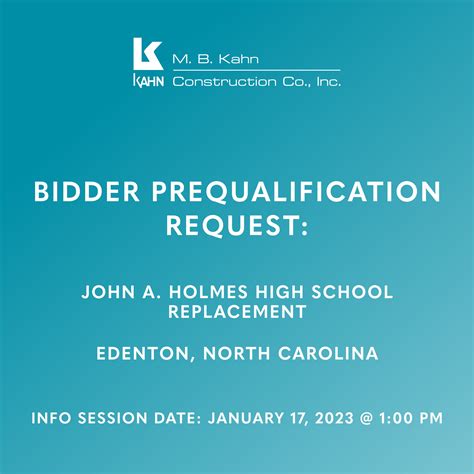 Bidder Prequalification Request M B Kahn