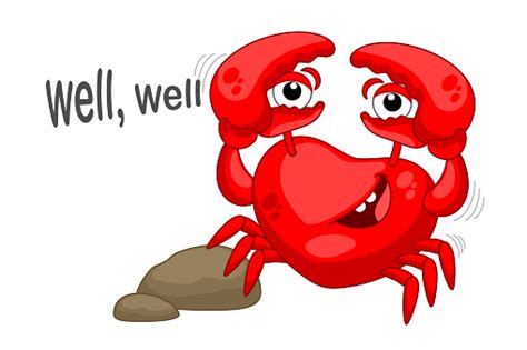 게는 거리로 보인다 쌍안경을 통해 보이는 명랑 게 게는 잘 말한다 벡터 일러스트 레이 션흰색 바탕에 게 갈고리 발톱에 대한 스톡 벡터 아트 및 기타 이미지 Istock