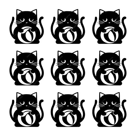 Premium Vector Cute Cat Vector Illustration Set Cartoon Cute Cat Cute Cat Is Holding The Ball