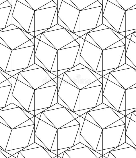 Black And White Geometric Seamless Pattern With Line And Hexagon Stock Vector Illustration Of