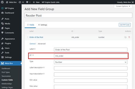 Reordering Posts Manually Using Custom Fields Meta Box Documentation