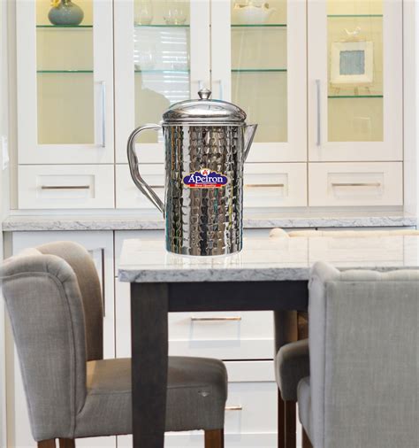 Stainless Steel Water Jug With Lid And Handle 2000 ML Amphora Pack Of 2 Apeiron Shop