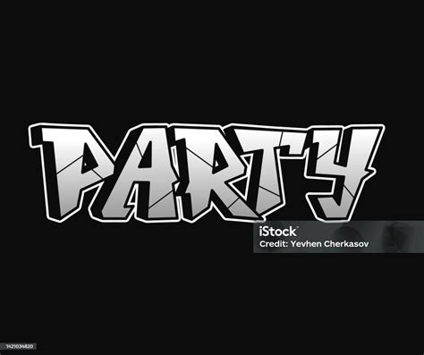 Party Word Trippy Psychedelic Graffiti Style Lettersvector Hand Drawn