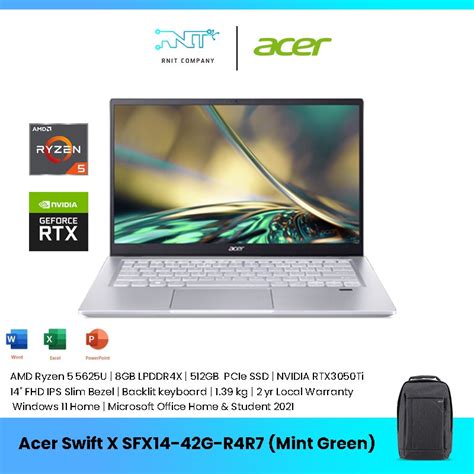 Acer Swift X Sfx G R R Amd Ryzen U Gb Lpddr X Gb Pcie Ssd Rtx Ti Fhd