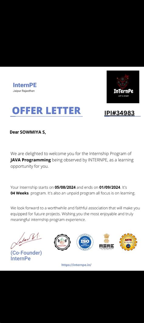 Sowmiya S On Linkedin Here Is The Internpe Learning Of Java Hope This