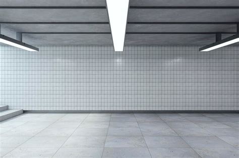 Premium Photo Light Underground Passage With Ceiling Lamps And Stairs