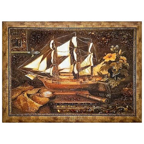 Картина з бурштину Корабель 30x40 купити в інтернет магазині Exklusi