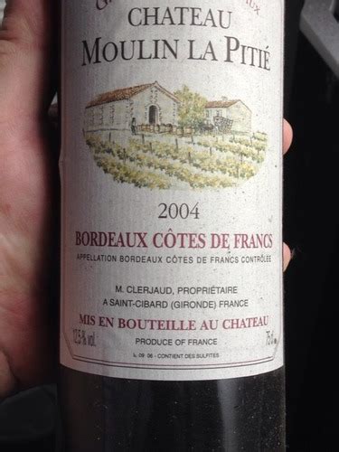 Château Moulin La Pitié Bordeaux Côtes de Francs Vivino US