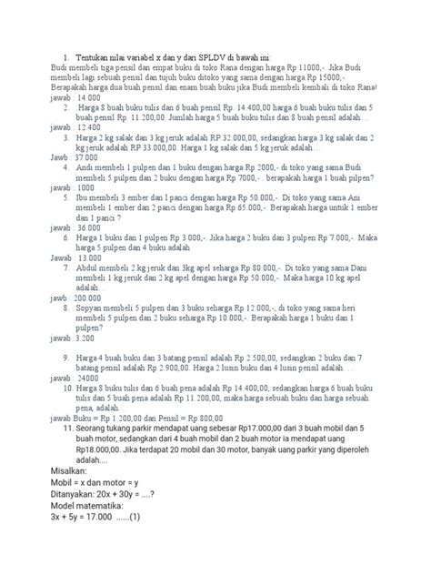Soal Spldv Pdf