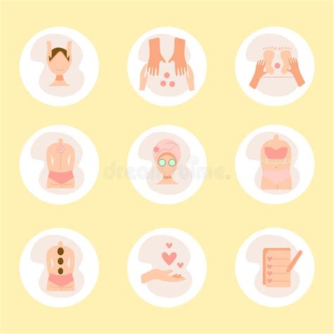 Minimalistic Pastel Colors Icons About Massage Vector Flat
