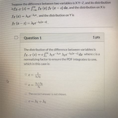 Solved Suppose The Difference Between Two Variables Is Chegg