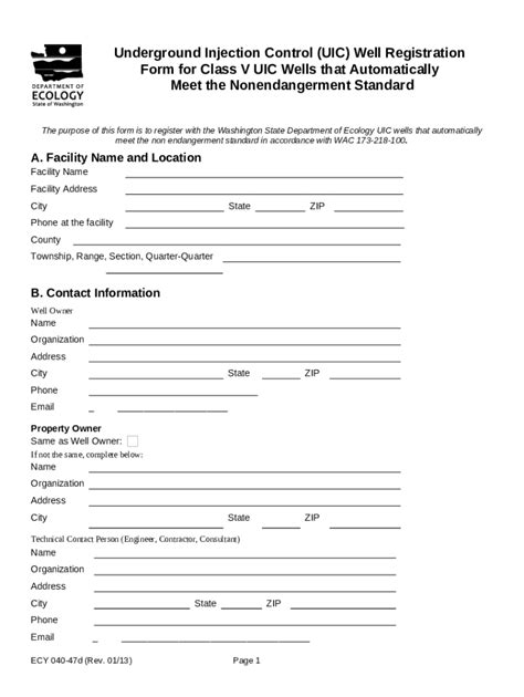 Underground Injection Control Uic Well Registration For Class V Uic