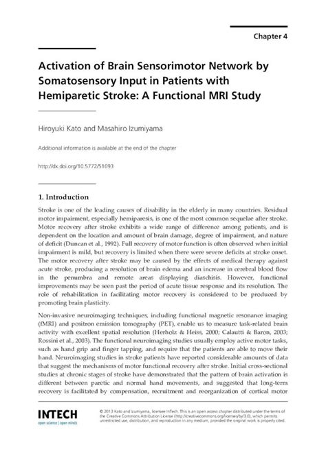 Pdf Activation Of Brain Sensorimotor Network By Somatosensory