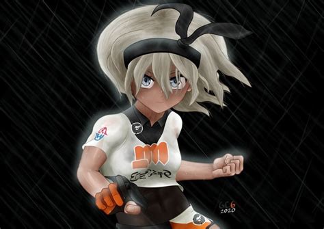 An Anime Character With White Hair And Orange Gloves