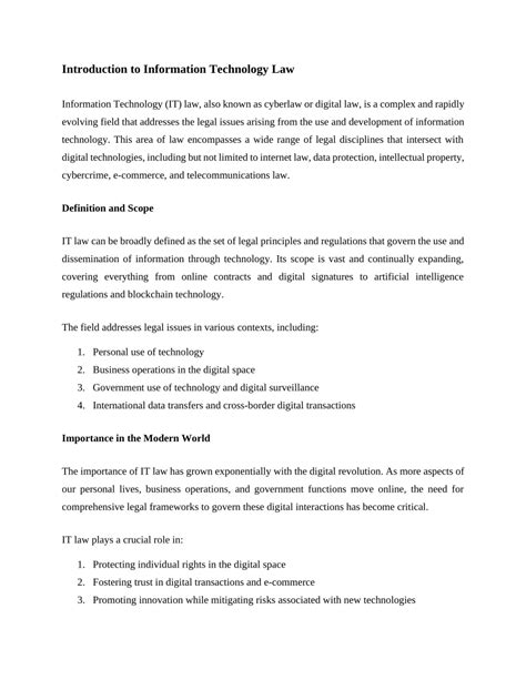 Pdf Information Technology Law