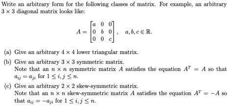solved write an arbitrary form for the following classes of