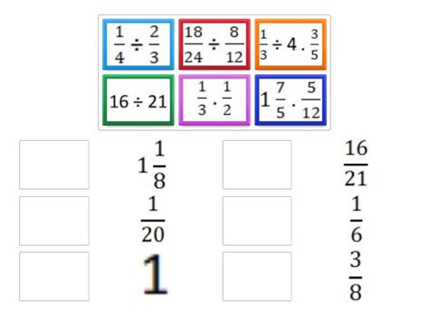 Реципрочна дроб Деление на дроби Match Up