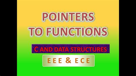 Pointers To Functions Youtube