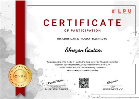 Certificate For Hackathon Participating In Code A Haunt 20 Shreyan Gautam Certificate For Hackathon Participating In Code A Haunt 20 Shreyan Gautam