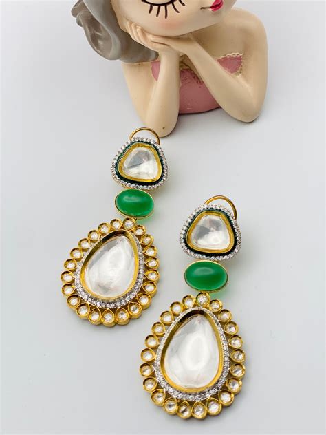 Stunning Emerald Tyani Kundan Earrings Simzdesignzz Simz Designz