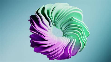 3d Animation Render Of Abstract Ring Rotating Smooth Hypnotic Pattern