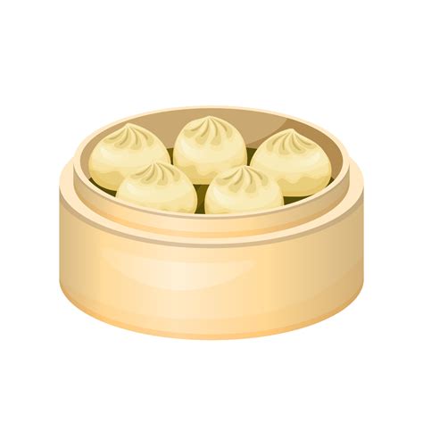 Dumplings Dim Sum In Bamboo Steamer Traditional Chinese Dish Asian