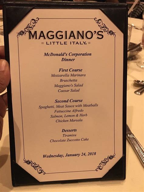 Menu At Maggianos Little Italy Pub And Bar Oak Brook 240 Oakbrook Center