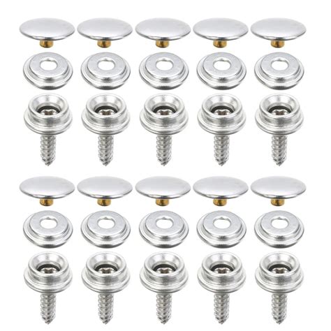 10 Set Stainless Steel 58 Snap Fastener Screw Kit Buttons Sockets