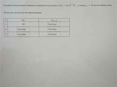 Solved Complete Three Iterations Of Newtons Method For The