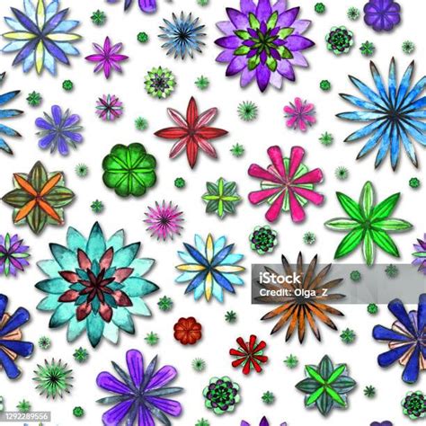 수채화 매끄러운 로맨틱 만다라 추상화 꽃 흰색 배경에 다채로운 꽃 무늬 0명에 대한 스톡 벡터 아트 및 기타 이미지 0명 3차원 형태 개화기 Istock