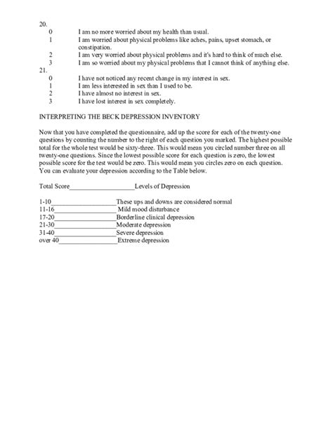 Beck Depression Inventory Pdf Fillable Fillable Form 2025