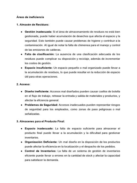 Áreas De Ineficiencia Pdf
