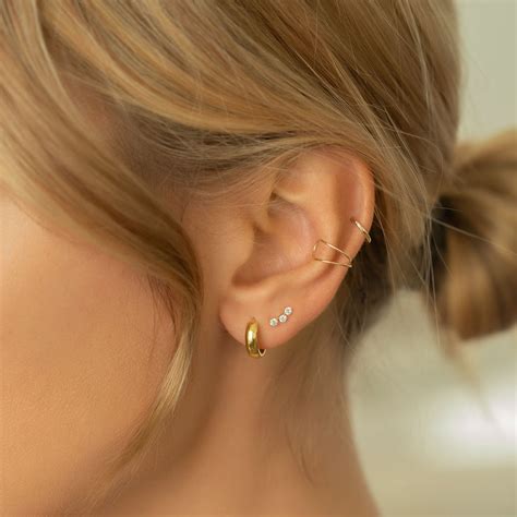 14k Gold Earrings Huggie Earrings Thin Gold Hoop Earrings Amy O Jewelry
