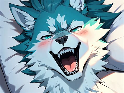 Anime Wolf With Open Mouth And Teeth Wide Open In Bed Seaart Ai