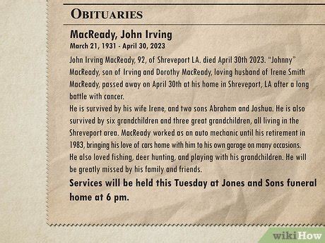 How To Write An Obituary Writing Tips And Examples
