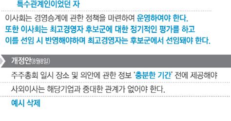 기업지배구조 모범규준 개정안 초안보다 후퇴