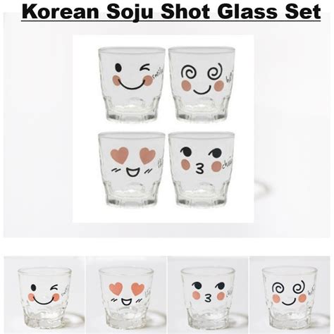 Korean Soju Shot Glass Set 4pcs Shopee Singapore