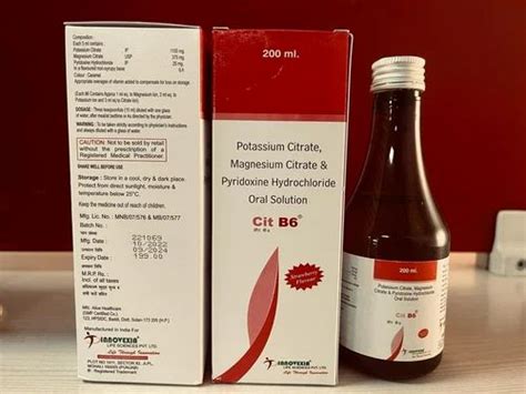 Cit B6 Potassium Citrate Magnesium Citrate With Pyridoxine Alkaliser