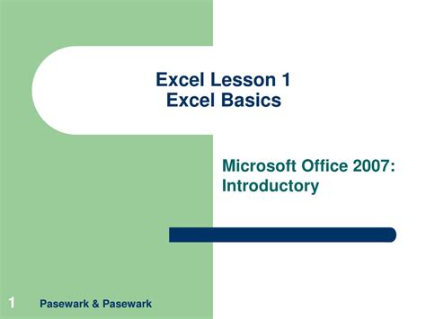 PPT Excel Lesson 1 Excel Basics PowerPoint Presentation Free