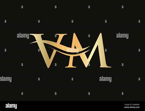 Premium Letter Vm Logo Design With Water Wave Concept Vm Letter Logo Design With Modern Trendy